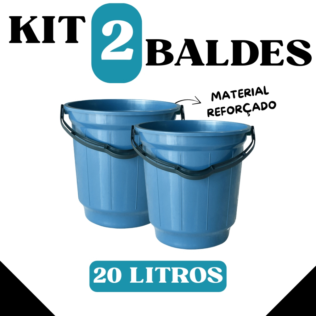 Kit com 2 Baldes 20 Litros com Alça – Plástico Resistente | Cores ...
