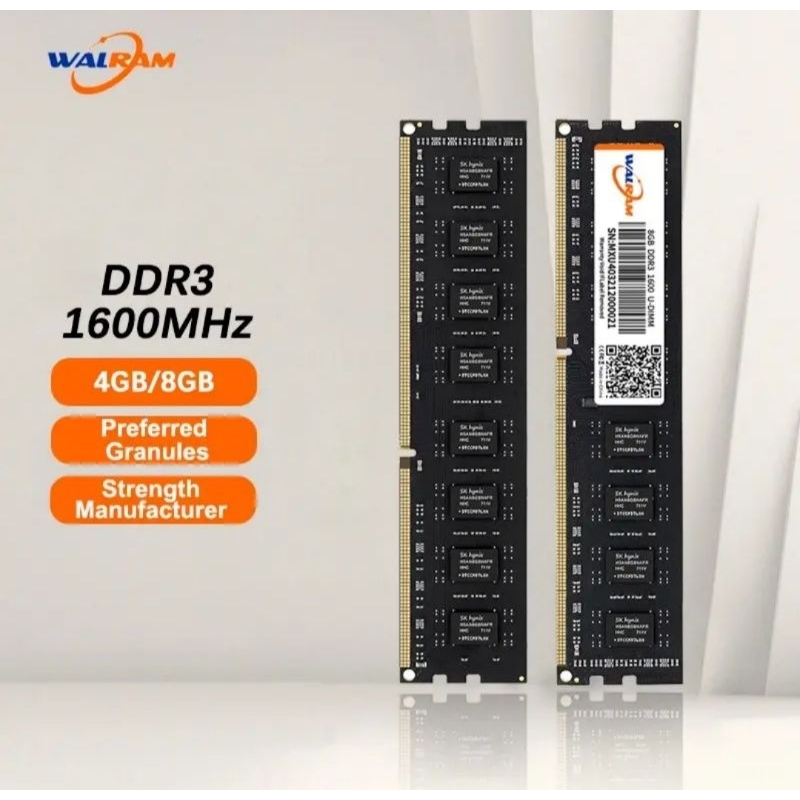 MEMÓRIA RAM DDR3 4GB 8GB E 16GB 1600MHZ WALRAM NOVOS LACRADOS | Shopee Brasil