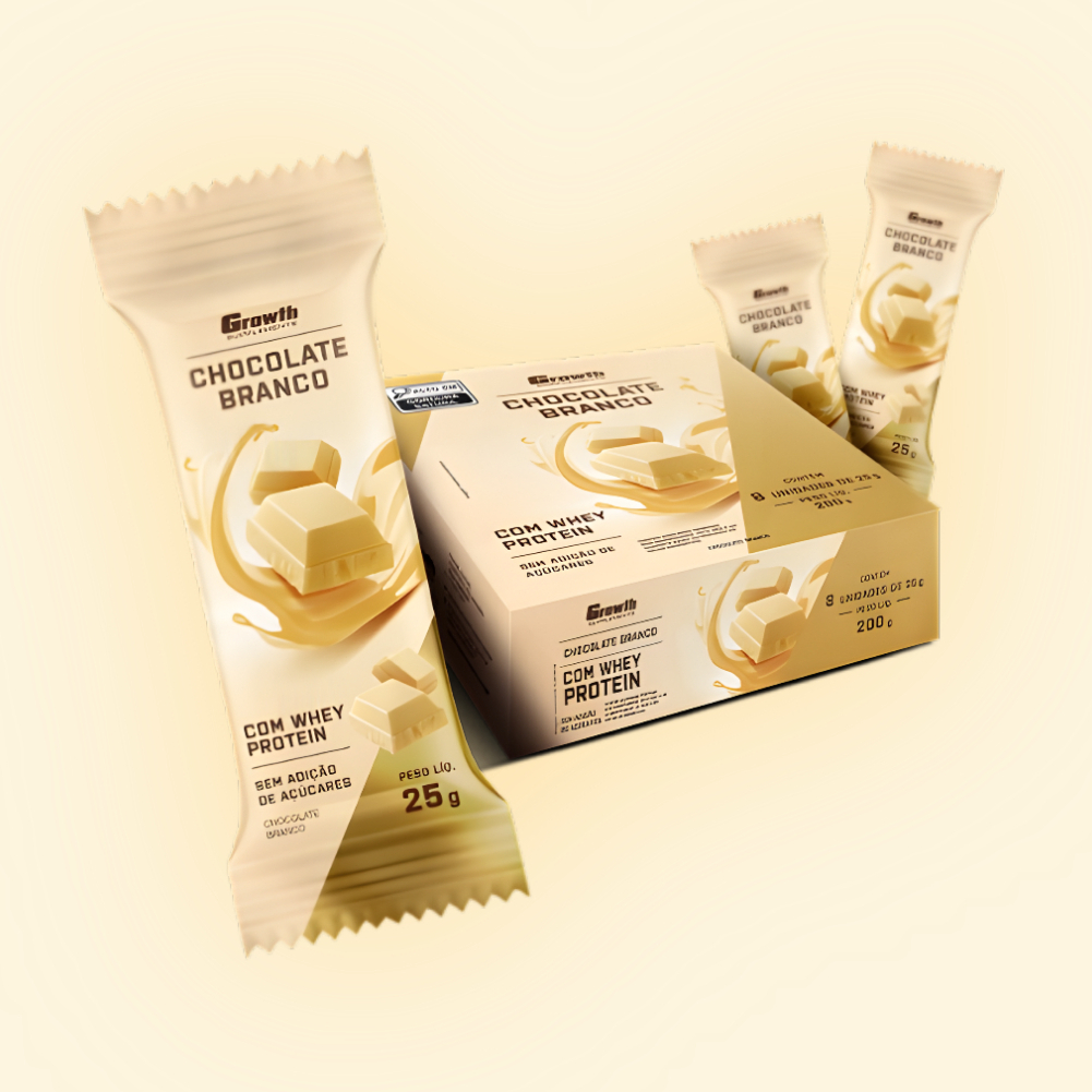 Chocolate Branco Fit com Whey Protein (8 unidades na caixa) - Growth ...