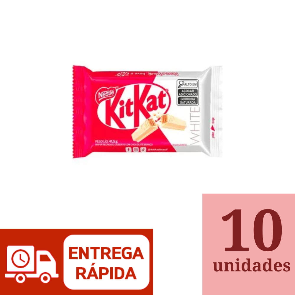Chocolate Kit Kat Nestlé Branco 41,5g – 10 UND | Shopee Brasil