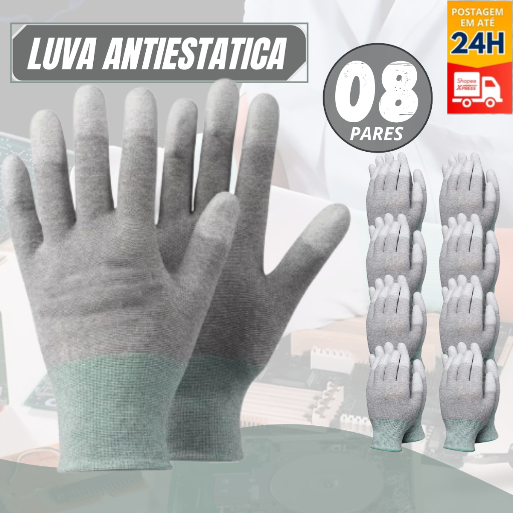 KIT 05 PARES DE LUVA DE SEGURANÇA ANTIESTÁTICA – IDEAL PARA TRABALHOS ...