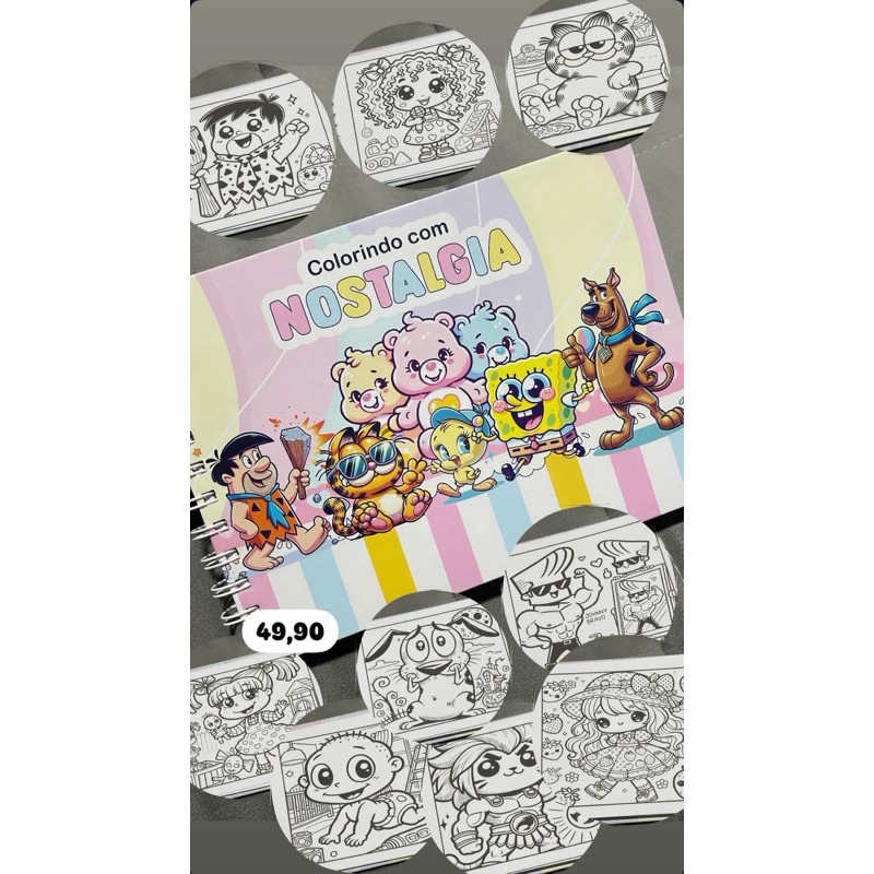 LIVRO DE COLORIR CAPA DURA TEMA NOSTALGIA | Shopee Brasil