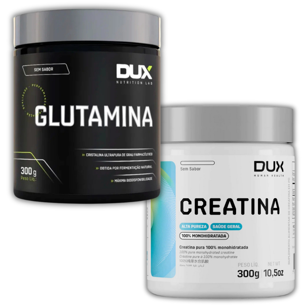 Kit Creatina Monohidratada 300g Dux + Glutamina Pote 300g Dux Nutrition ...