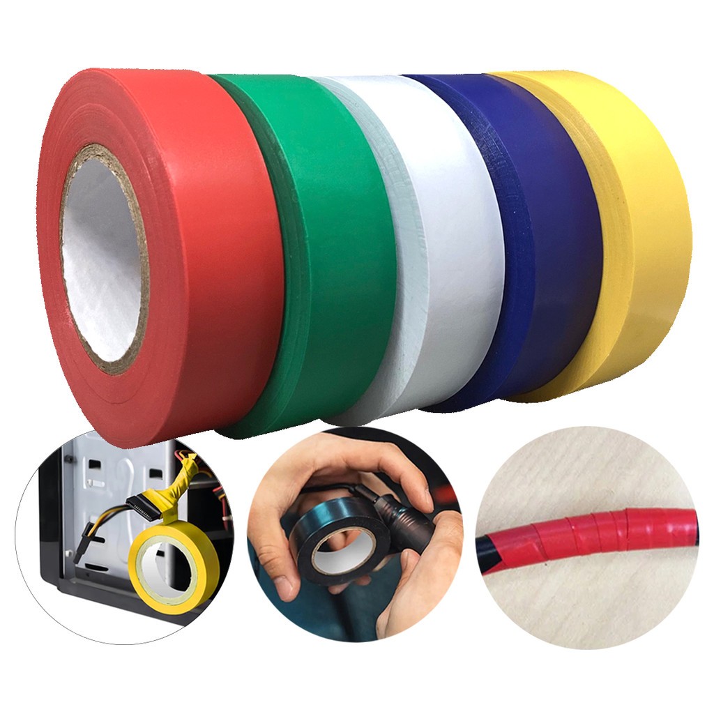 Fita Isolante Colorida 5m Pvc Antichama Identificação de cabos Adesiva ...