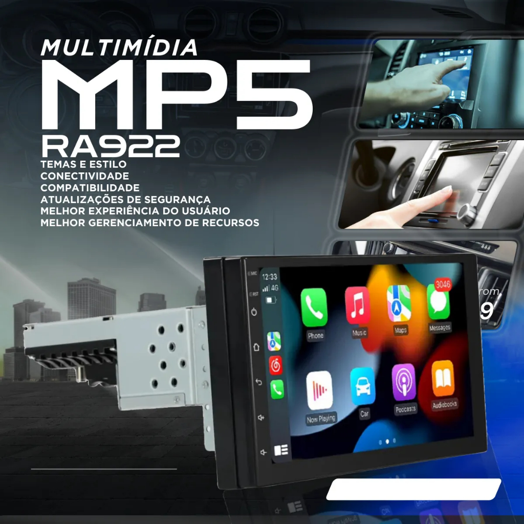 Central Multimídia 1 Din 7 Polegadas Mp5 Android Auto Carplay + Câmera Re | Shopee Brasil