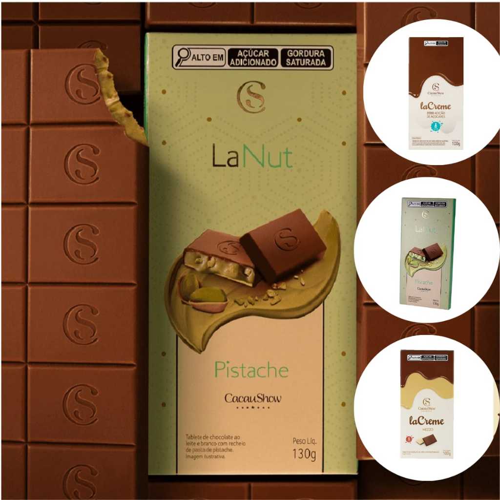 Tablet Barra de Chocolate Cacau Show Pistache Mezzo Lacreme 100g Zero ...