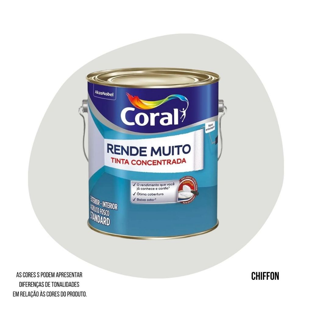 Tinta Acrílica Fosca Concentrada Coral Rende Muito 3,2l - Cor Chiffon ...