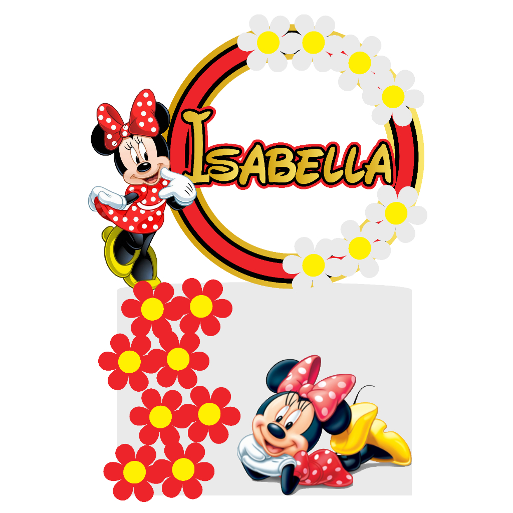 Topo De Bolo Minnie Circular Personalizado Com Nome E Idade | Shopee Brasil