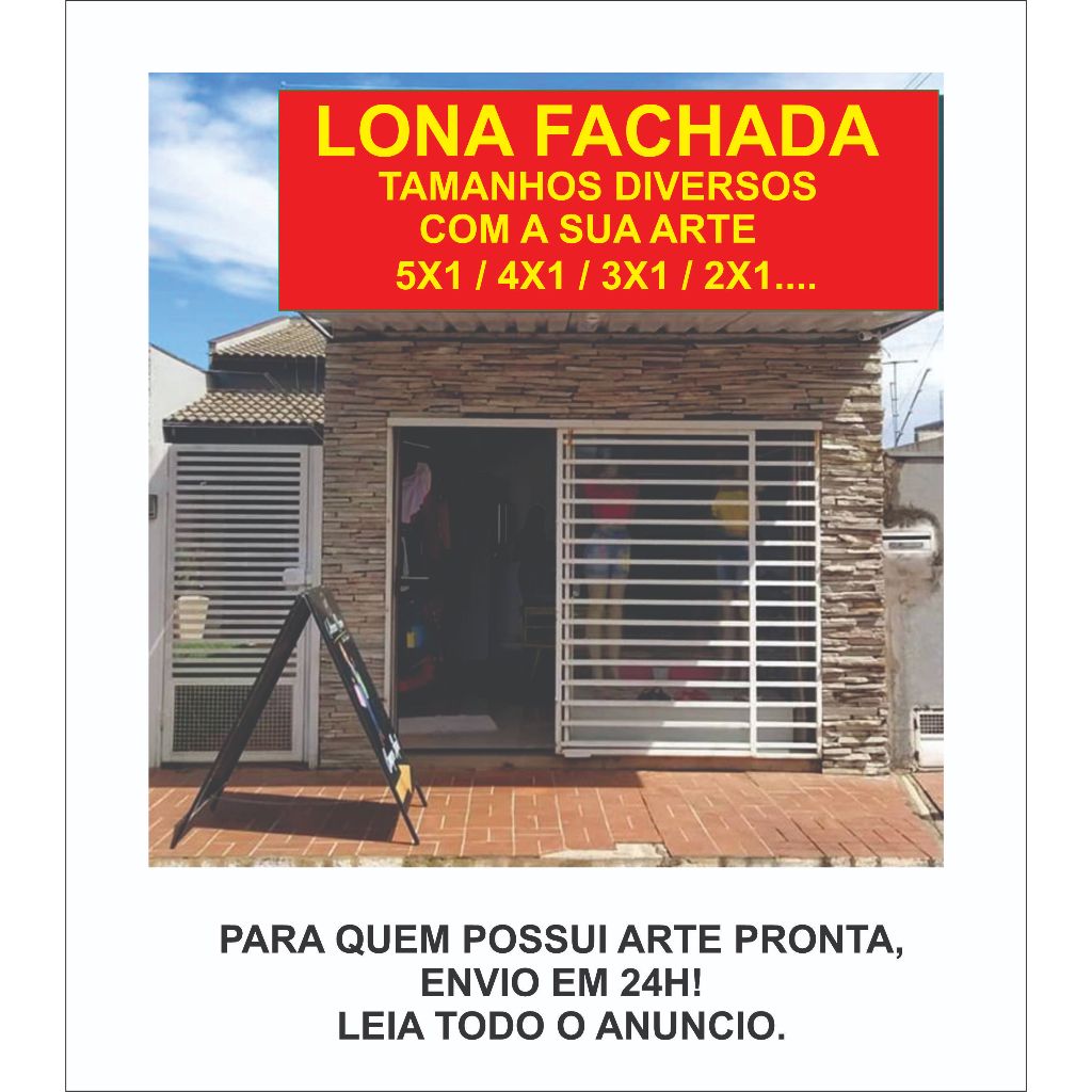 Lona Personalizada - Tamanhos Diversos Fachada lona 440g - 4x1 / 5x1 / 2x1 / 3x1 | Shopee Brasil