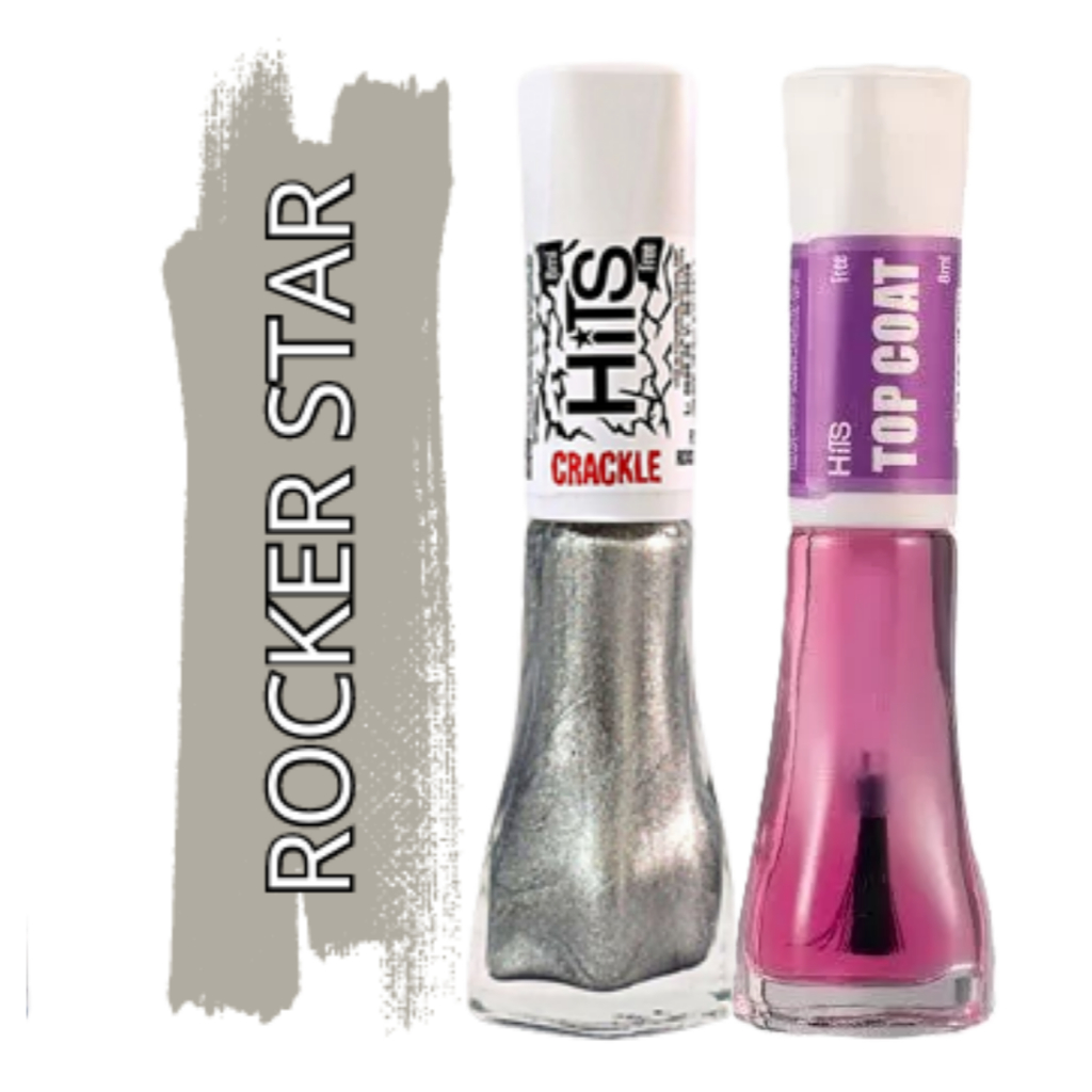 Kit Esmalte Hits Rocker Star Crackle + Top Coat – Efeito Craquelado com ...