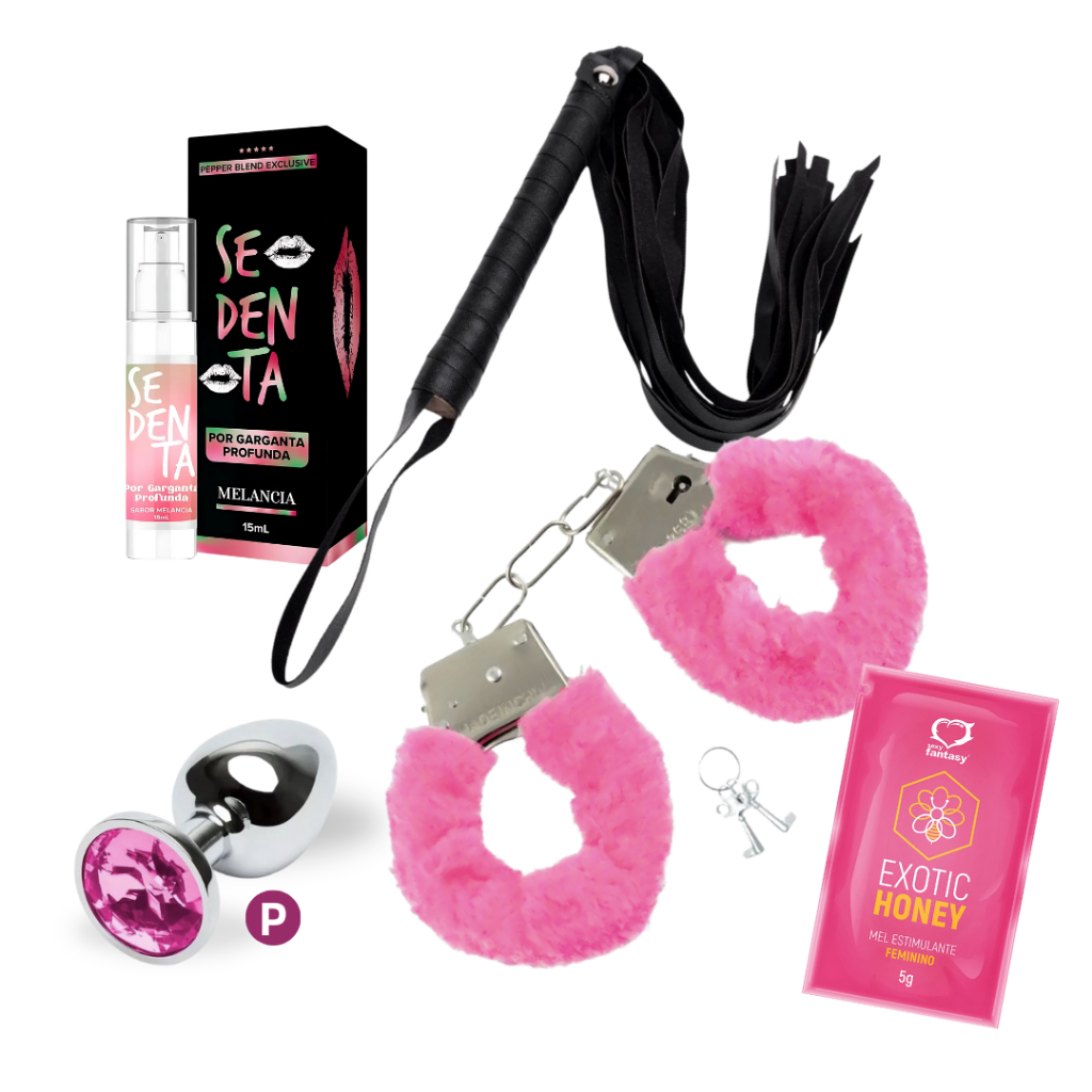 Kit Sensual Plug P Silicone Flexível Spray Oral Profundo Mel ...