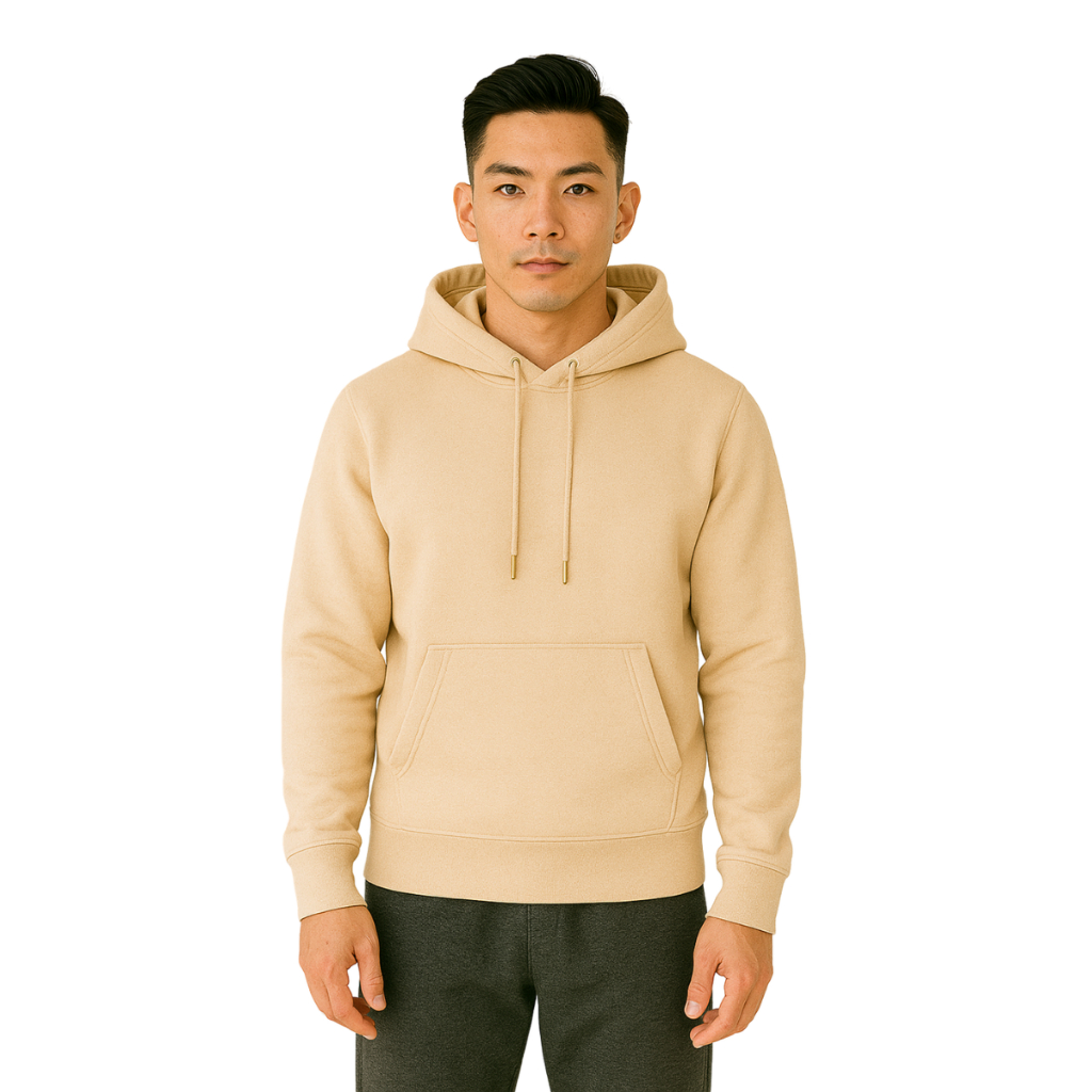 Moletom Liso Bege Modelo Canguru com Capuz e Bolso Unissex | Shopee Brasil