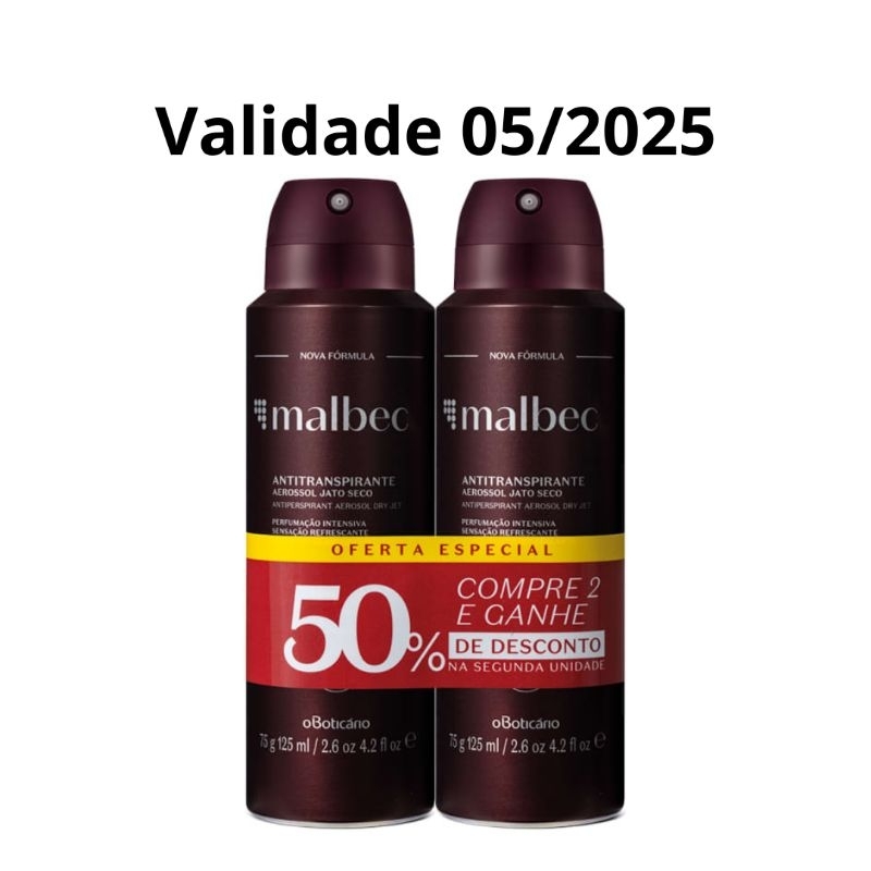 Desodorante Antitranspirante Aerosol Malbec o Boticário com 2 unidades ...