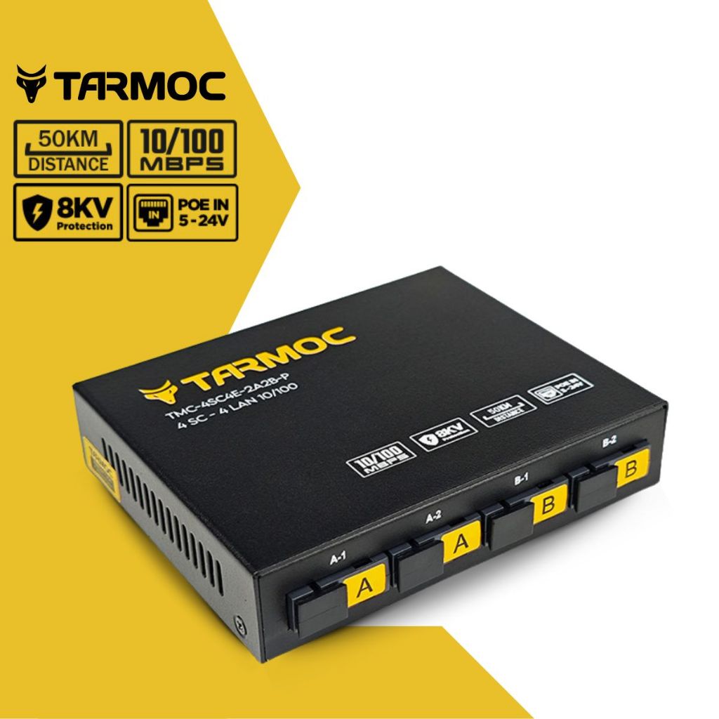 CONVERSOR DE MÍDIA FIBRA ÓPTICA TARMOC TMC-4SC4E-2A2B-P 4 PORTAS RJ-45 ...