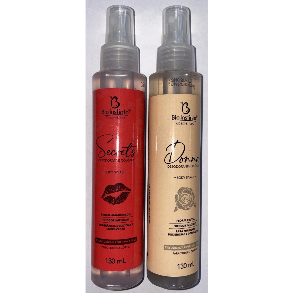 Kit 02 Body Splash Bio Instint - Secrets e Donna -130ml cada | Shopee Brasil