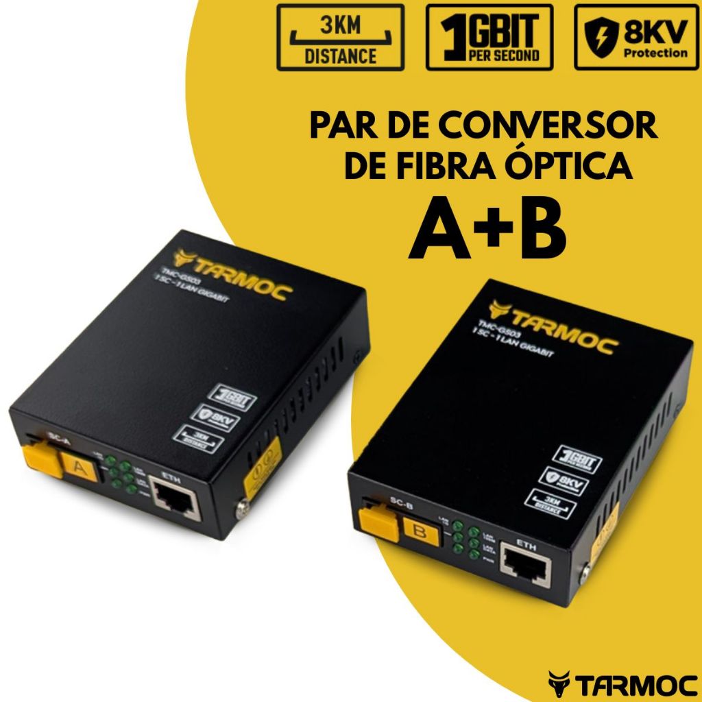 Tarmoc TMC-GS03 CONVERSOR DE FIBRA ÓPTICA MÍDIA Switch 1 SC 1 LAN / 1 ...