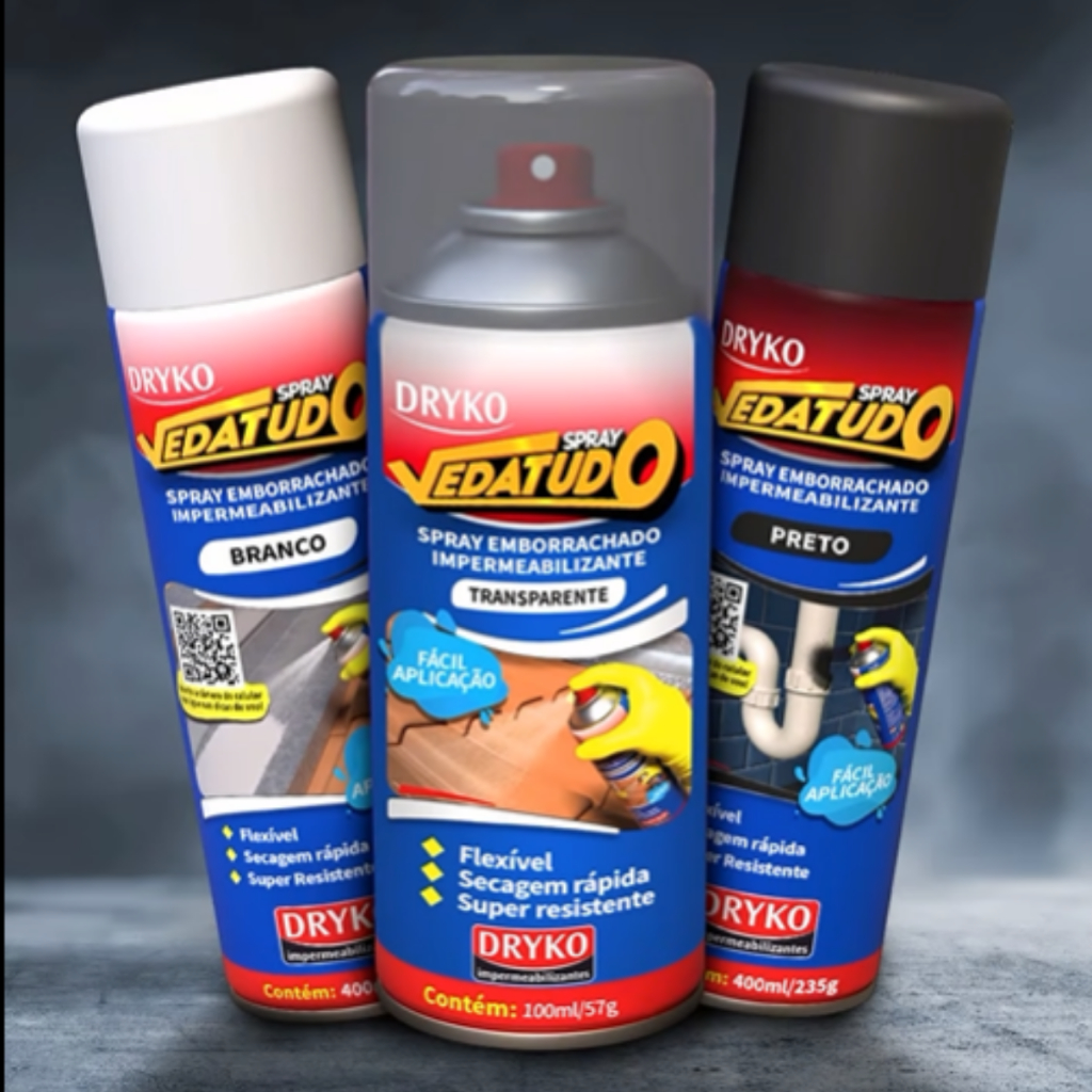 Kit 3 Spray Emborrachado Manta Impermeabilizante Vedatudo Transparente ...