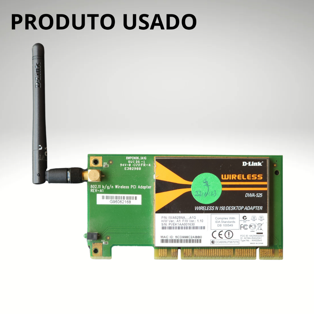 Placa de Rede PCI D-Link DWA-525 Wireless N - Usada com Caixa! 🚀 | Shopee Brasil