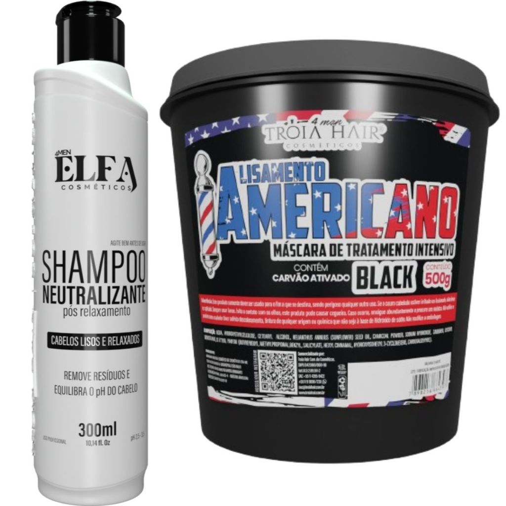 Kit Alisamento Americano Black 500g e Shampoo Neutralizante 300ml ...