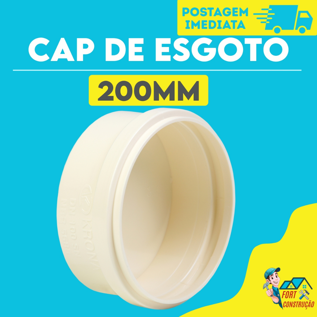 Cap Tampão Pvc Branco Para Esgoto 200mm | Shopee Brasil