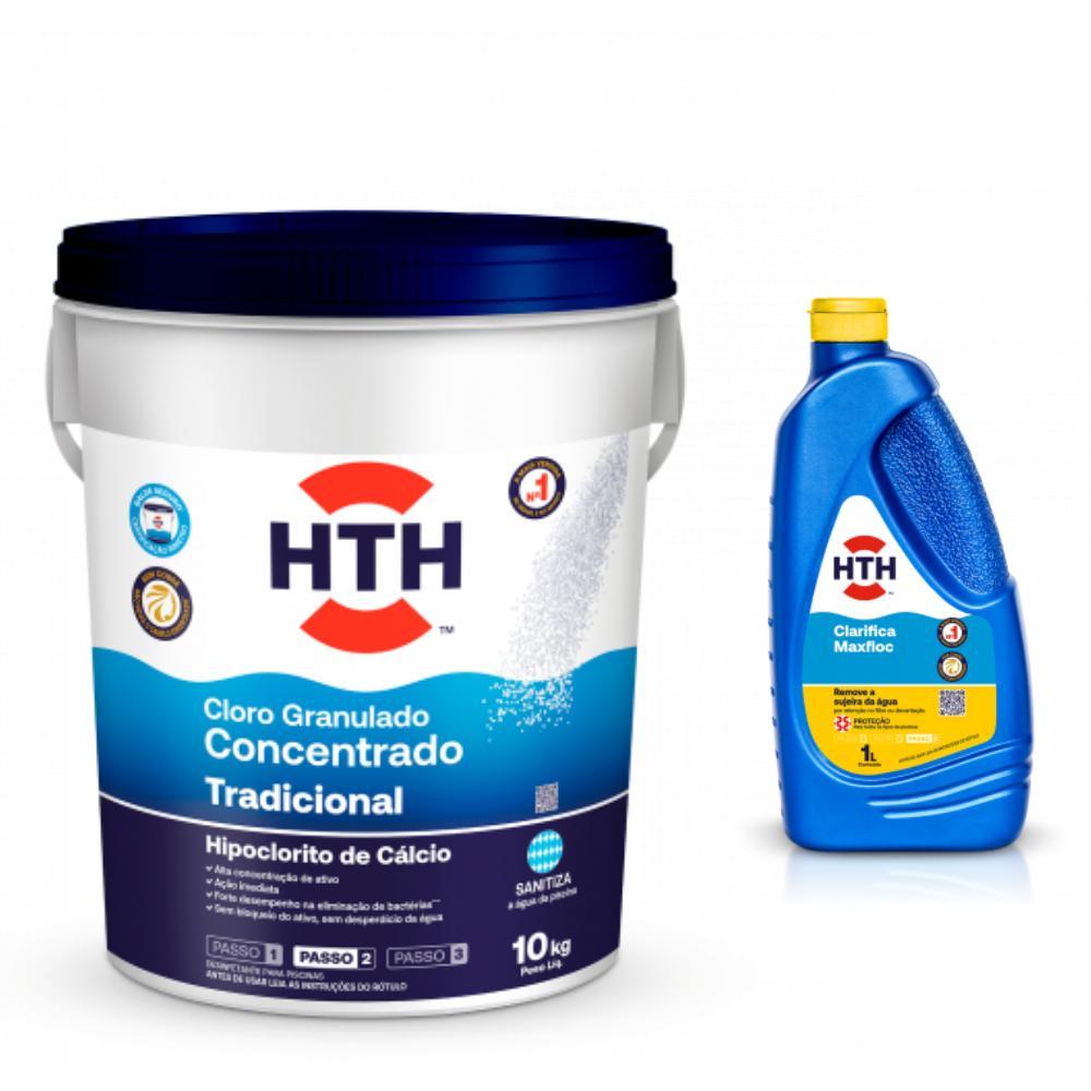 Kit Cloro Tradicional HTH 10KG e Clarificante Maxfloc 1L HTH | Shopee Brasil