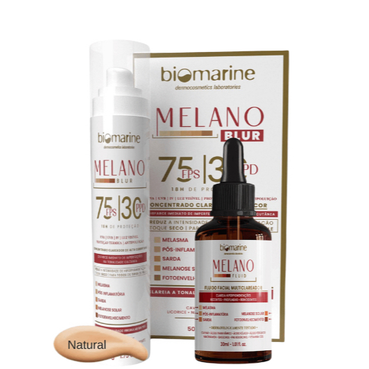 Kit Tratamento Melasma - Protetor Fps 75 Natural e Fluído - Melano Blur ...