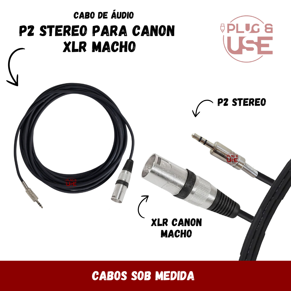 Cabo P2 Stereo Canon Xlr Macho Balanceado Niquel | Shopee Brasil
