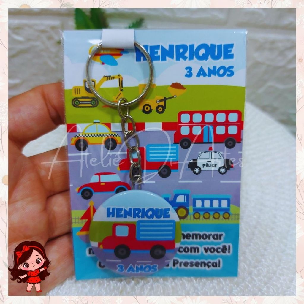 Lembrancinha Chaveiro Personalizado com Card Meios de Transporte ...