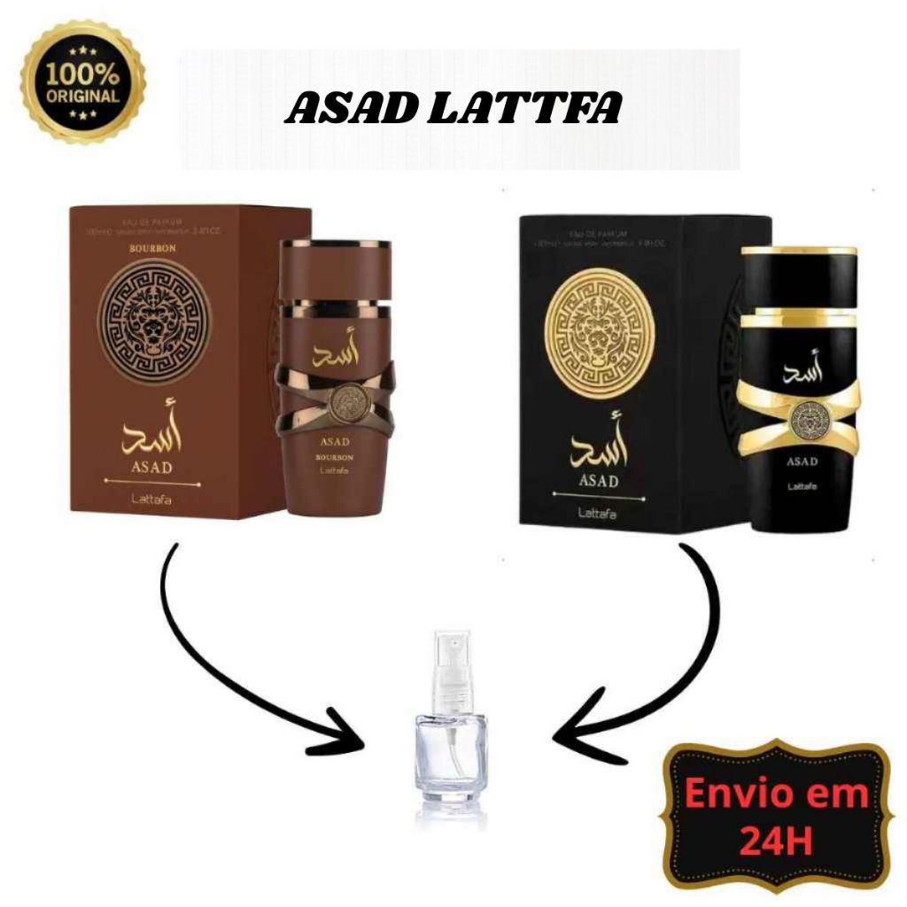 Perfume Árabe Lattafa Asad Bourbon Masculino Original Edp 5ml | Shopee ...