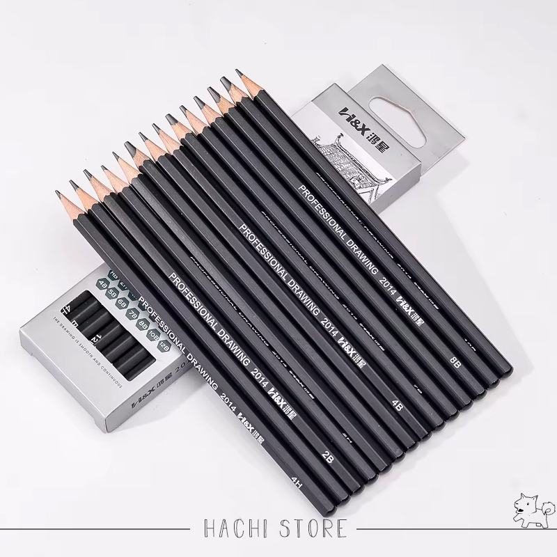 Kit 14 Lápis Gradual p/ Escrita, Desenho e Profissional HB 2H 4H 6H 1B 2B 3B 4B 5B 6B 7B 8B 10B ...