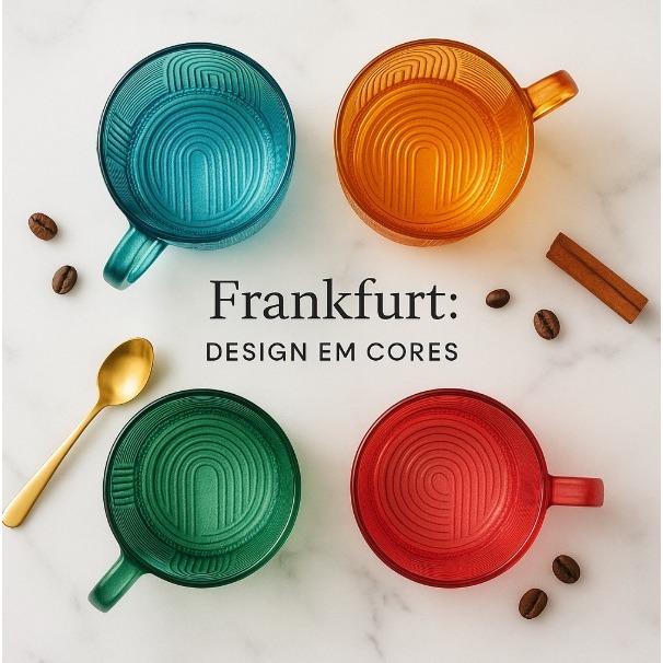Conjunto com 4 Xícaras de Vidro Colorido Frankfurt 220ml – Wolff | Shopee Brasil
