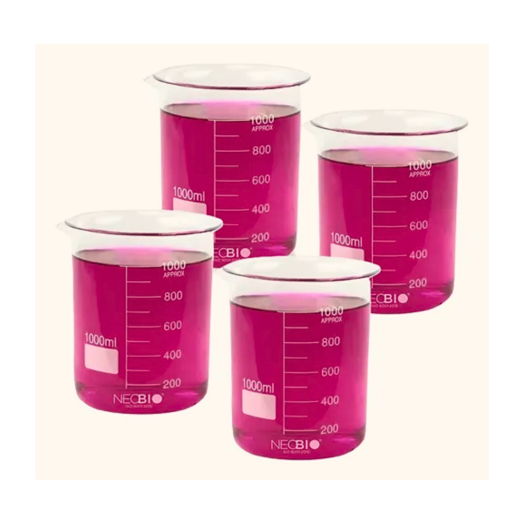 Kit com 4 Bequers de 1 litro em Vidro Borossilicato Graduado com Bico ...
