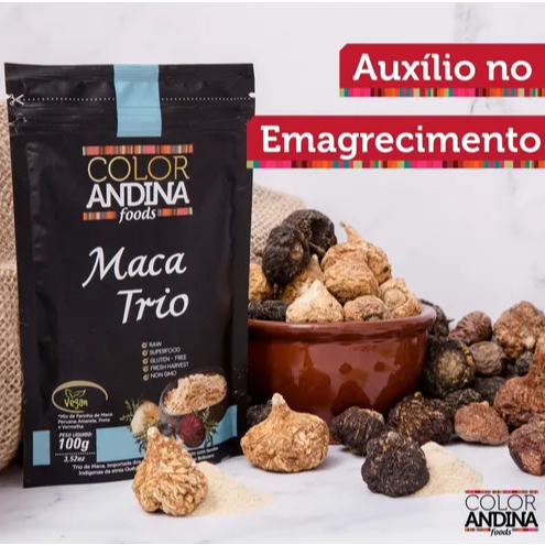 Trio de Maca Peruana (Amarela, Vermelha e Preta) 100g - Color Andina ...