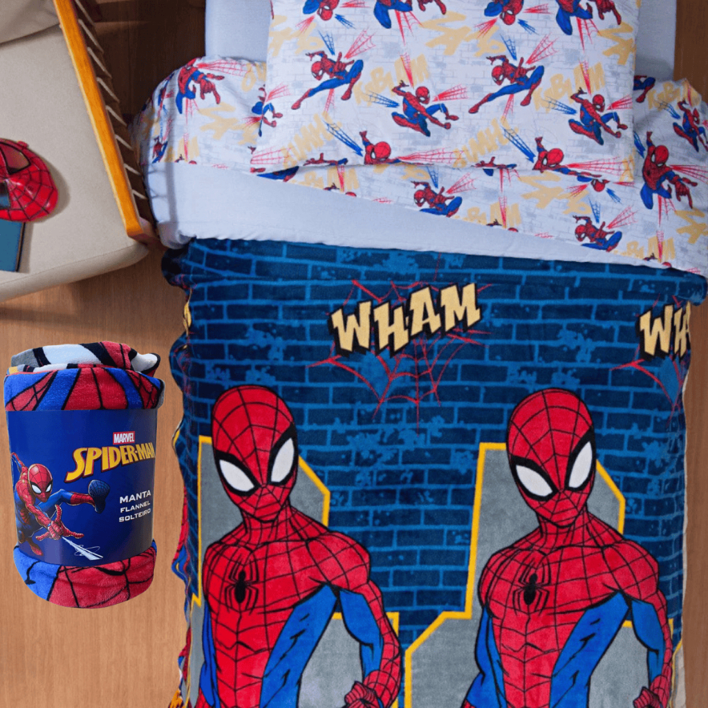Manta Cobertor Homem Aranha Spiderman Solteiro Marvel 1,50x2,20 Super ...
