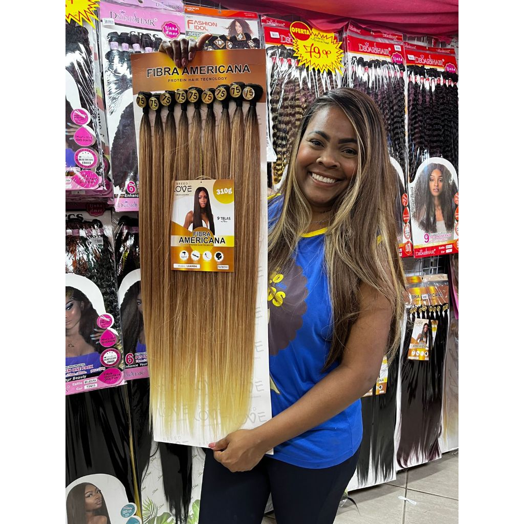 CABELO FIBRA AMERICANA LISO LUANDA 310 GRAMAS - COR LOIRA | Shopee Brasil