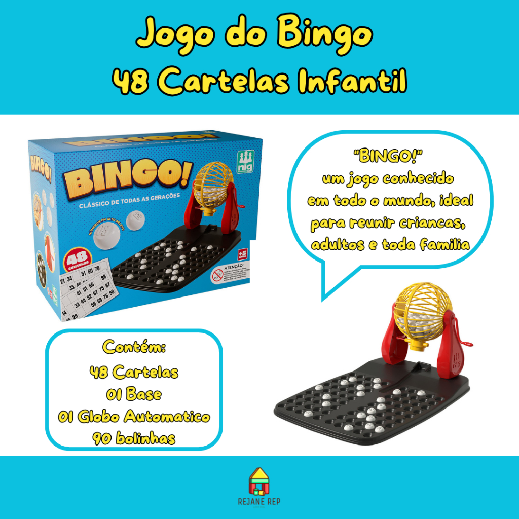Jogo do Bingo 48 Cartelas Infantil - Nig Brinquedos | Shopee Brasil