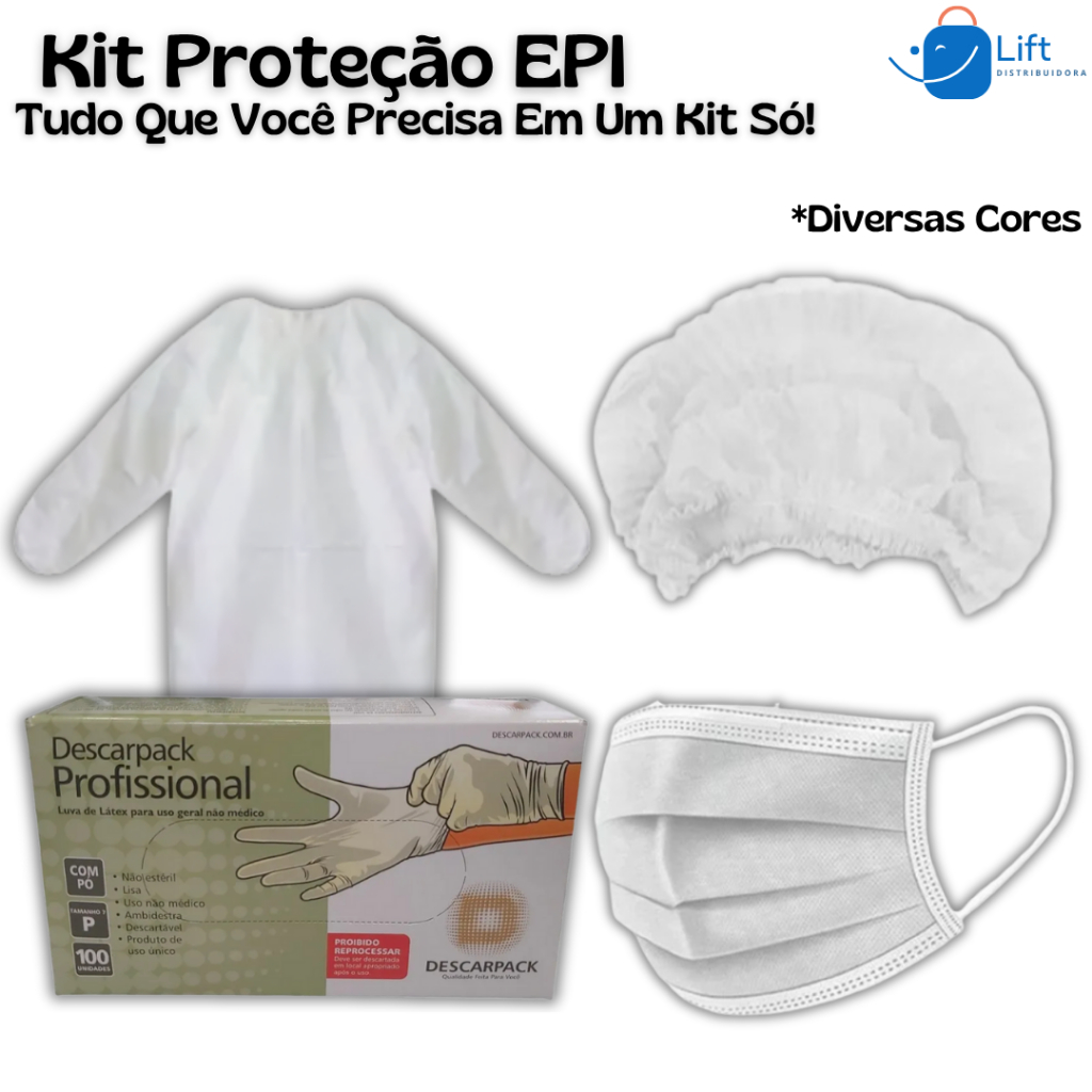 Kit EPI Descartável – 10 Aventais G20 + 100 Máscaras TNT + 100 Toucas ...