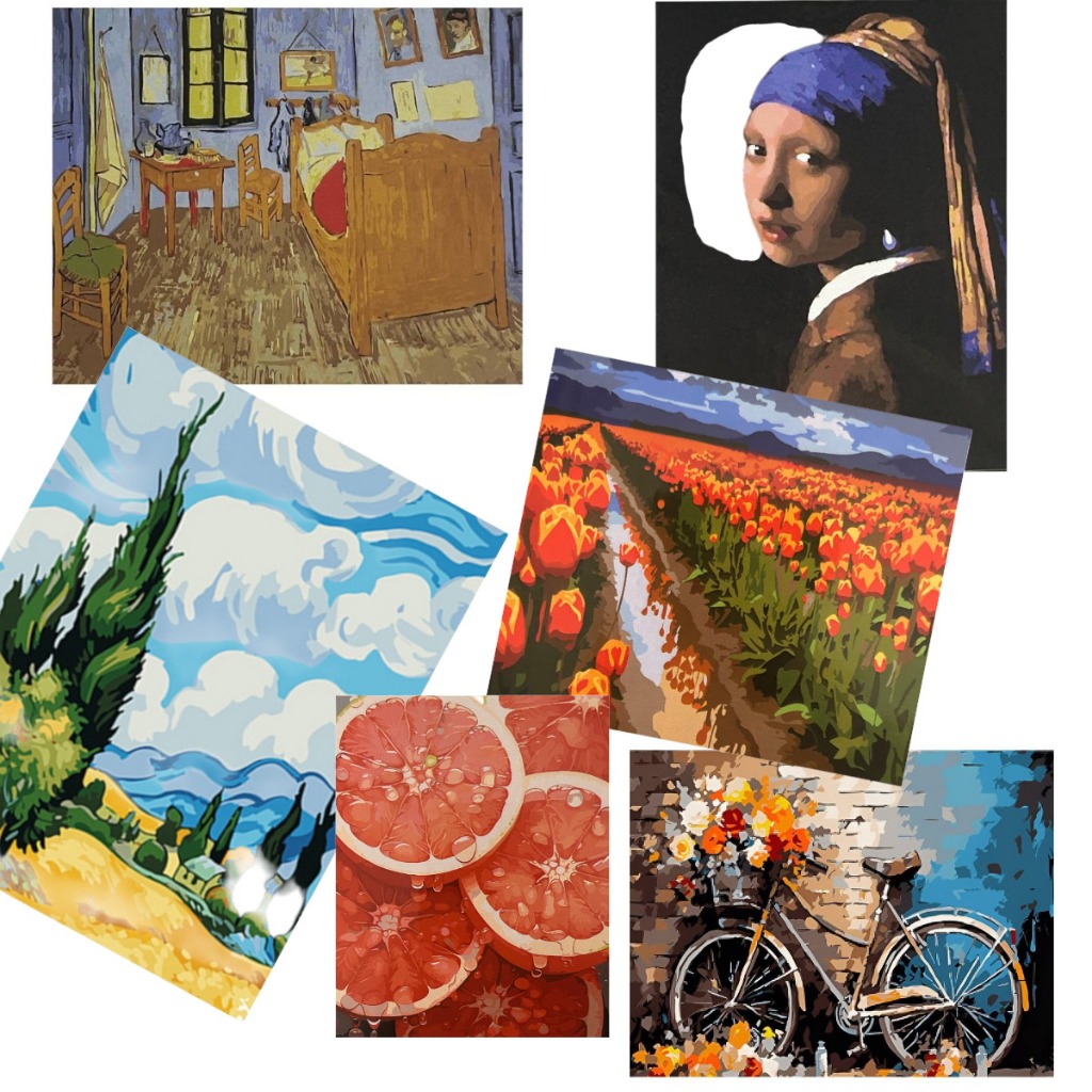 Kit Tela Riscada 40x50 pintura numerada acrilica pinceis | Shopee Brasil