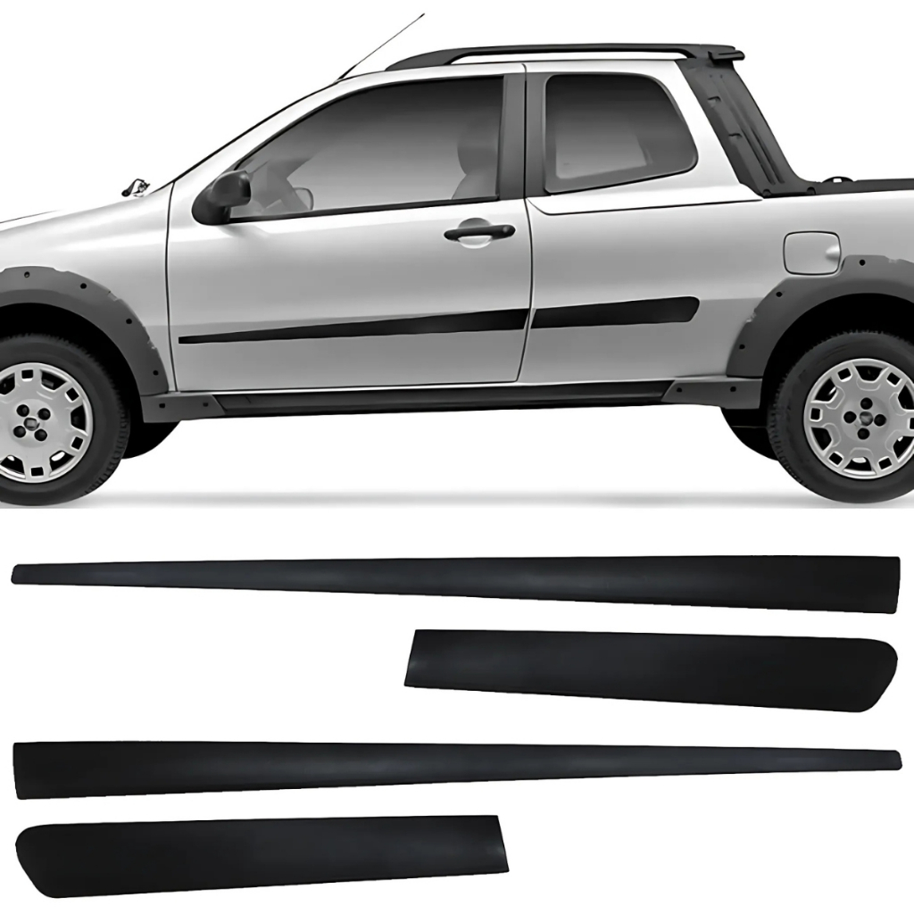Kit Jogo Friso Lateral da Porta Strada 2005 A 2020 2 Portas 4 Peças ...