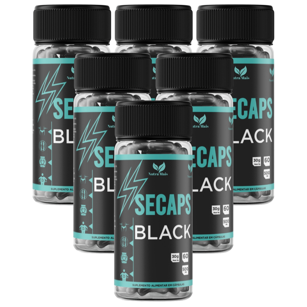 6 Secaps Black Suplemento Alimentar Natural Em Cápsulas | Shopee Brasil