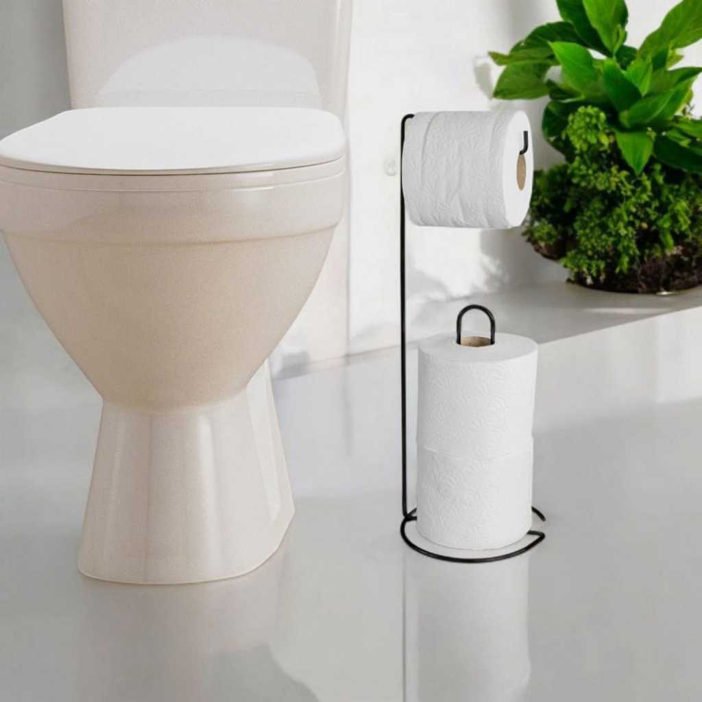 Porta Papel Higiênico de Chão para 3 Rolos – Aramado Preto para ...