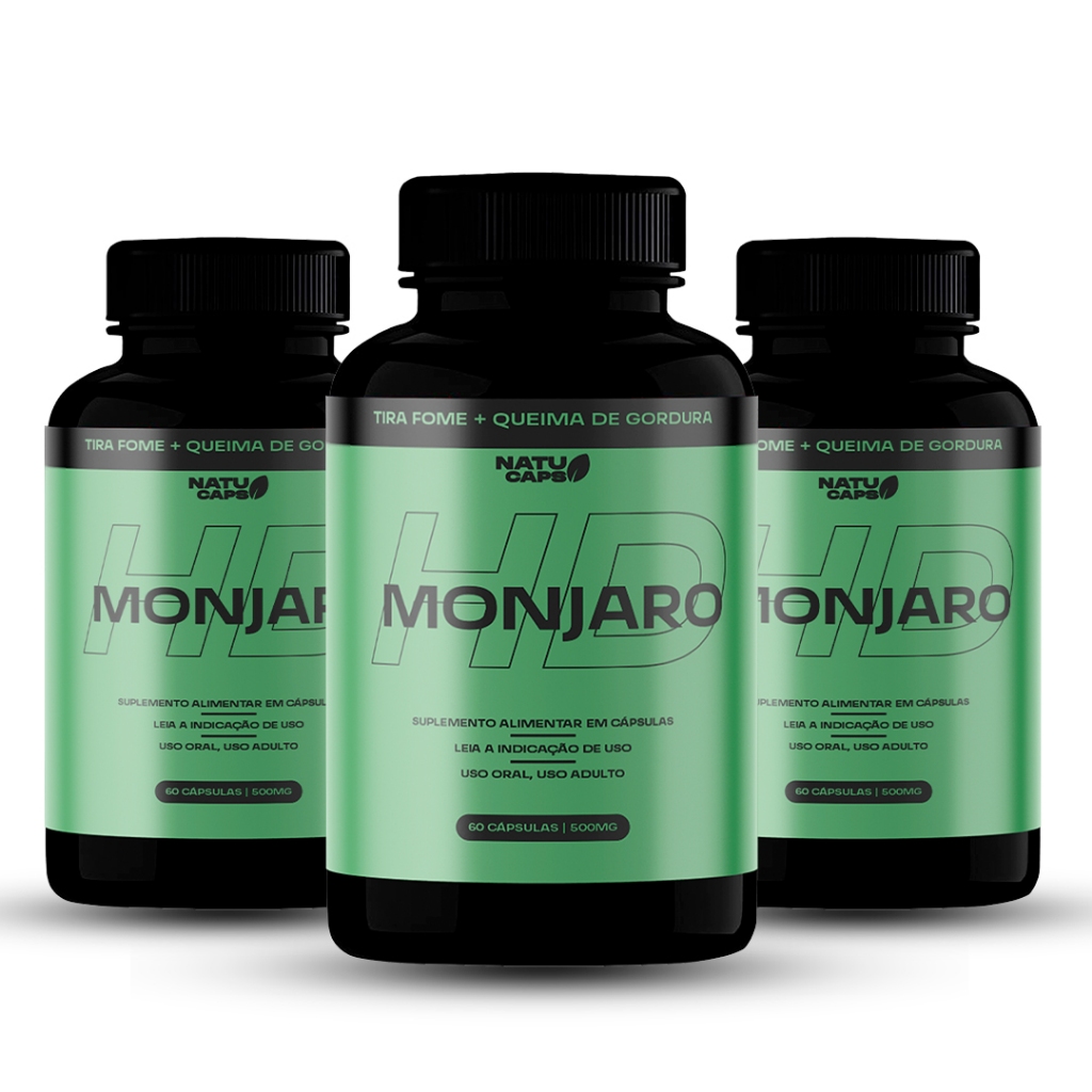 Kit com 3 Un Monjaro HD - 180 capsulas - Fórmula Premium - Auxilia no ...