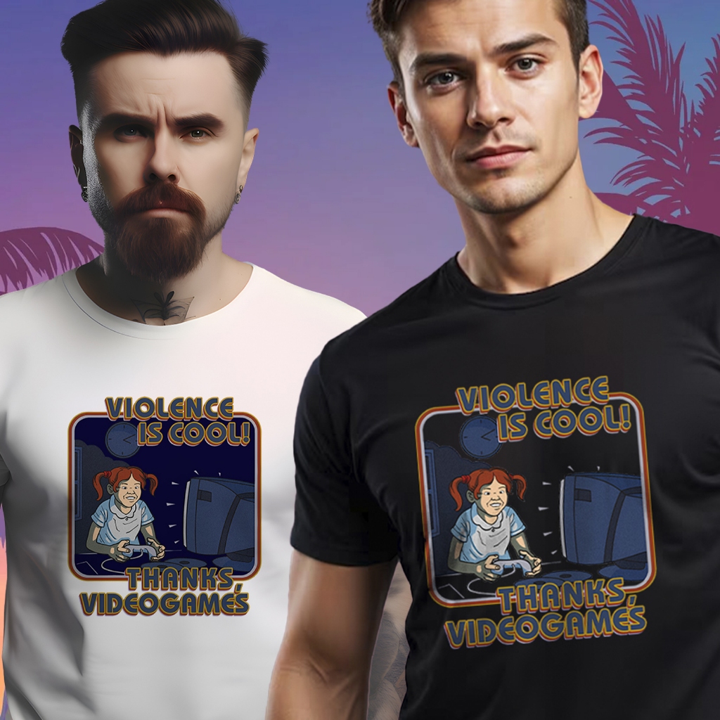 Camiseta GTA 6 VI Violence Is Cool Thanks Video Games Gamer Masculino ...