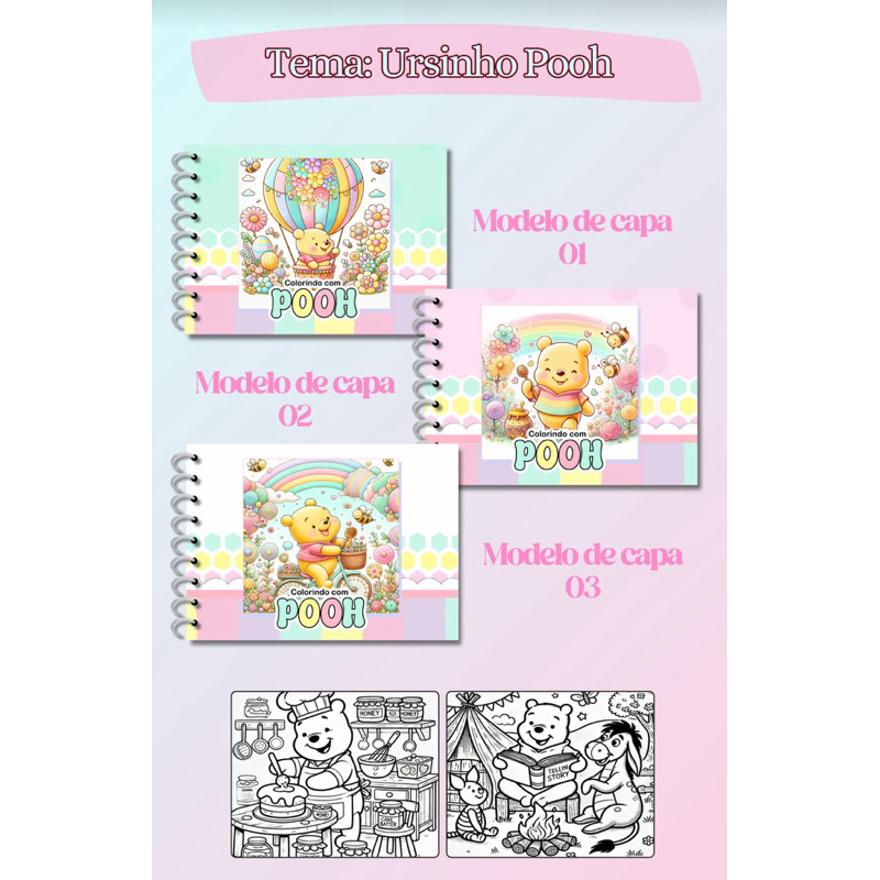 LIVRO DE COLORIR TEMA POOH CAPA DURA | Shopee Brasil