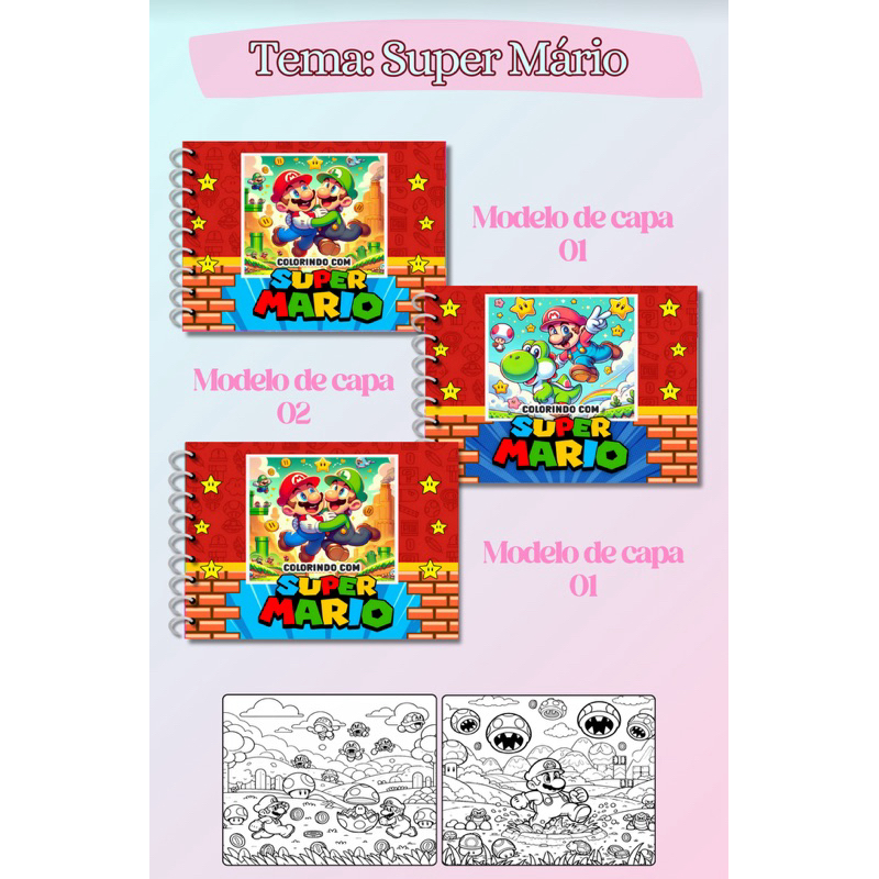 LIVRO DE COLORIR TEMA SUPER MARIO CAPA DURA | Shopee Brasil