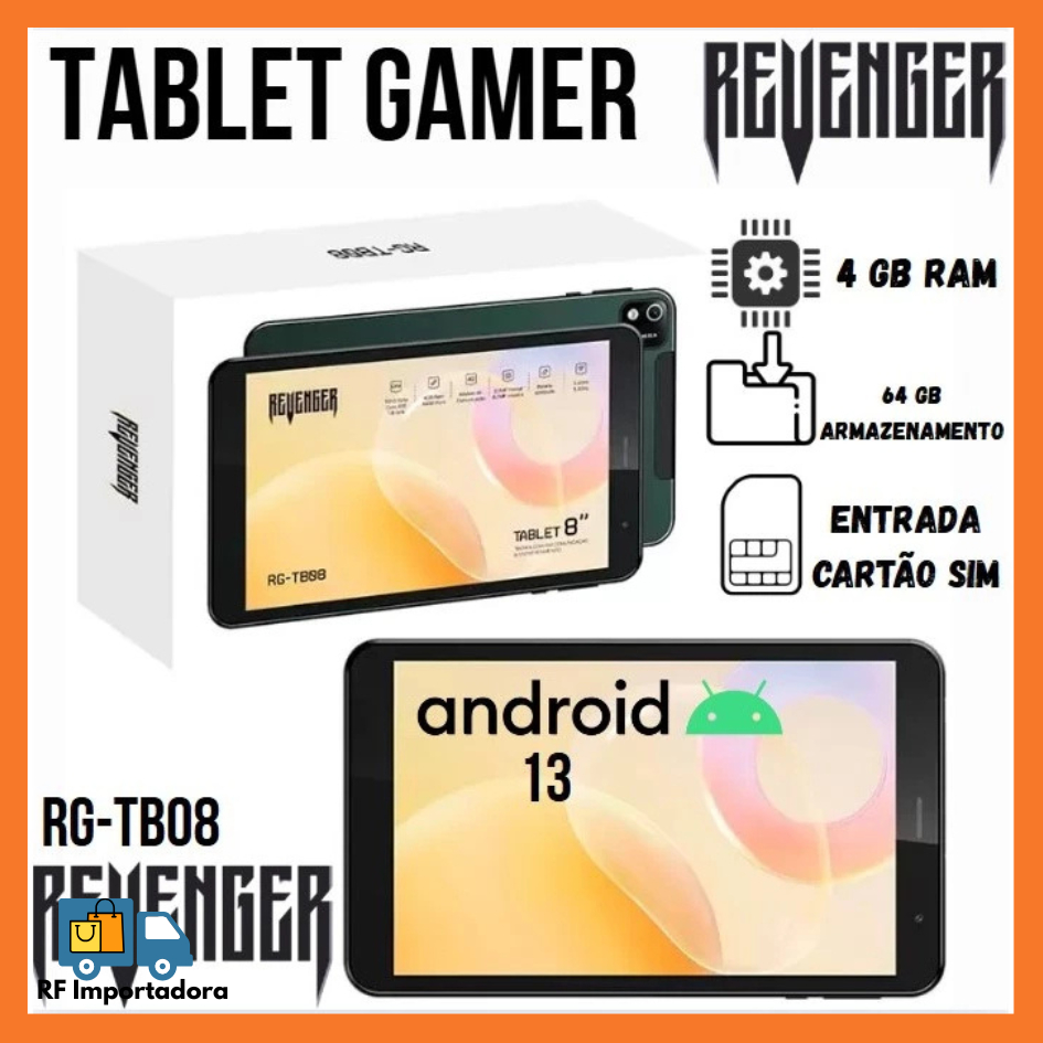 Tablet Gamer De 8 Polegadas Da Revenger RG-TB08 Com 4GB RAM E 64GB Armazenamento | 2.4/5.0Ghz ...