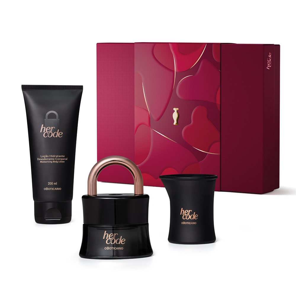 Kit Her Code: Eau de Parfum 50ml + Loção 200ml + Vela de Massagem ...