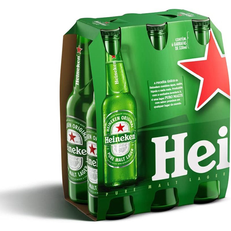 Cerveja Heineken Long Neck, Pack 6 unidades, 330Ml | Shopee Brasil