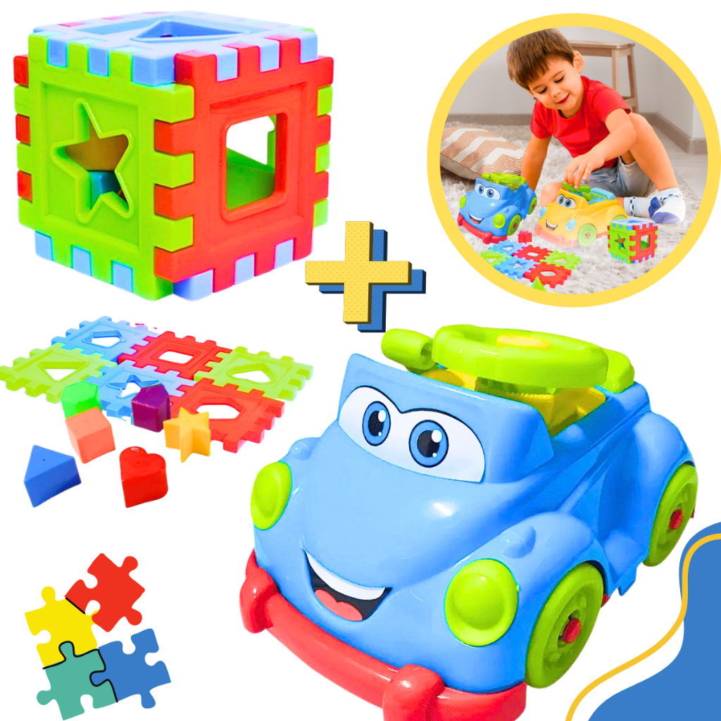 Brinquedo Educativo Cubo 6 Peças+ Carrinho Baby Driver Fusquinha ...