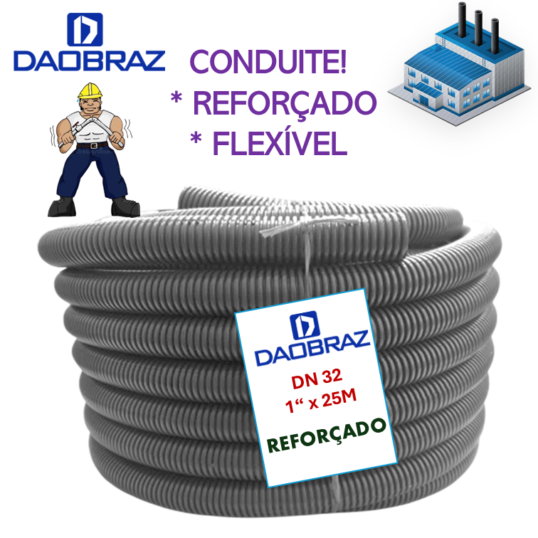 Conduite Corrugado Reforçado 1 X 25mts Eletroduto Cinza | Shopee Brasil